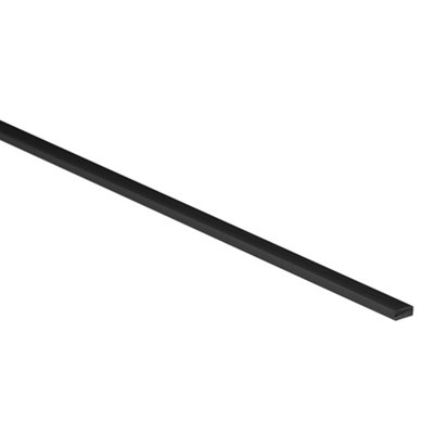 Black PVC Flat Strip Bar, 10mm x 2mm x 3 Metre, Solid Plastic Profile