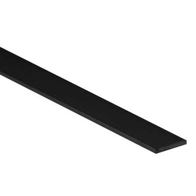 Black PVC Flat Strip Bar, 30mm x 1.5mm x 3 Metre, Solid Plastic Profile