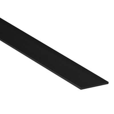 Black PVC Flat Strip Bar, 40mm x 2mm x 3 Metre, Solid Plastic Profile