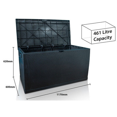 Black Rattan Style Outdoor Storage Box - Weatherproof Storage Chest for ...