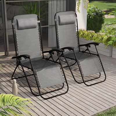 Black Reclining Sun Lounger Zero Gravity Chairs (Without Rain Cover)