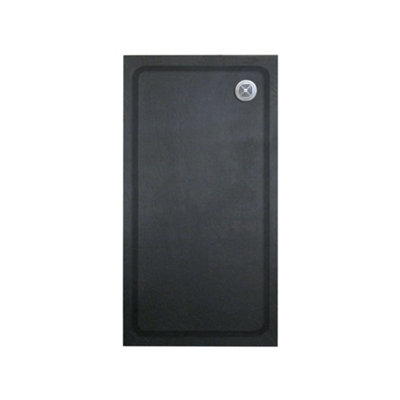Black Rectangular Slate Effect Shower Tray - 1100 x 700mm - Balterley