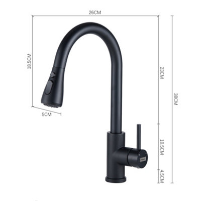 Black Retractable Commercial Pull out Kitchen Tap Mixer Tap Faucet