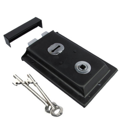 Black Rim Lock Victorian Style Chrome - 6" X 4"