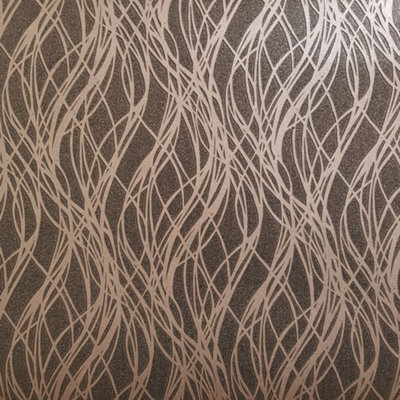 Black Rose Gold Ribbon Stripe Wave Glitter Metallic Vinyl Wallpaper ...