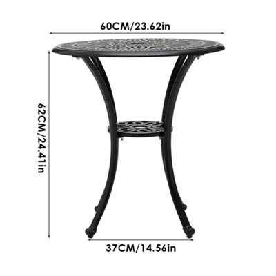 Black Round 60cm Dia Cast Aluminum Patio Outdoor Garden Dining Table ...