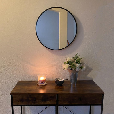 Black Round Bathroom Mirror, 50CM Circle Mirror