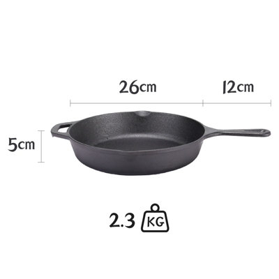 Black Round Cast Iron Kitchen Grill Skillet Frying Pan with Short ...