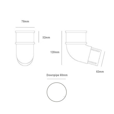 Black Round Downpipe 112.5 Degree Offset Bend, Freeflow Rain Water Systems