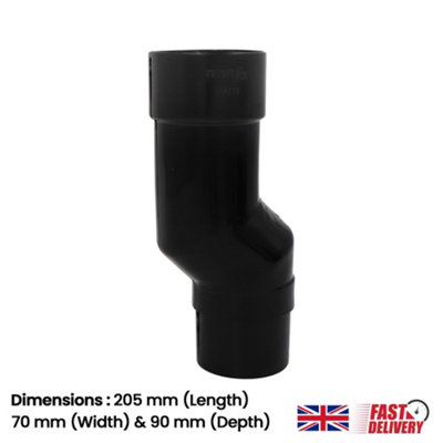 Black Round Downpipe Offset Mini Bend Fits 68mm Downpipes & 112mm ...