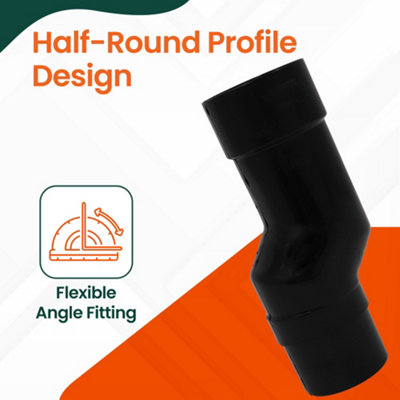 Black Round Downpipe Offset Mini Bend Fits 68mm Downpipes & 112mm ...