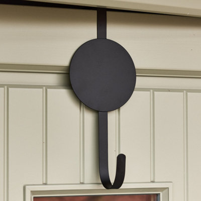 Black Round Plaque Over Door Christmas Wreath Hanger Hook