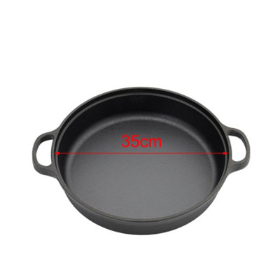 Black Round Pre Seasoned Cast Iron Frying Pan Kitchen Skillet with ...
