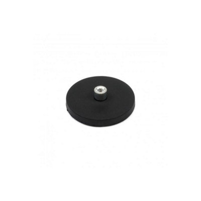 Black Rubber Coated POS Magnets - 43mm dia x 6mm high c/w M6 Boss ...