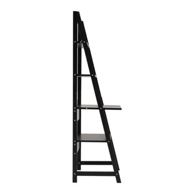Black Rustic Ladder Computer Desk with Storage Shelves