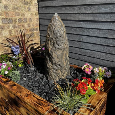 Black Sandstone Monolith 60cm Natural Stone Solar Water Feature | DIY ...