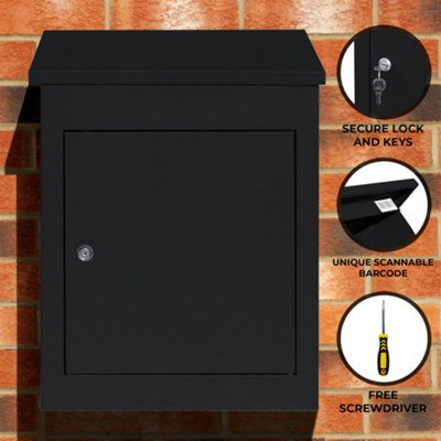 Black Secure Lockable Parcel Post Box