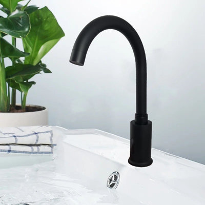 Black Sensor Waterfall Basin Sink Sensor Tap Bathroom Touchless Cold ...