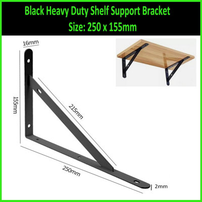 Black Shelf Supports Bracket Size: 250 x 155mm (One Bracket)