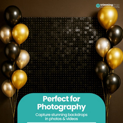 Black Shimmer Sequin Wall Panels Backdrop, 30cm x 30cm