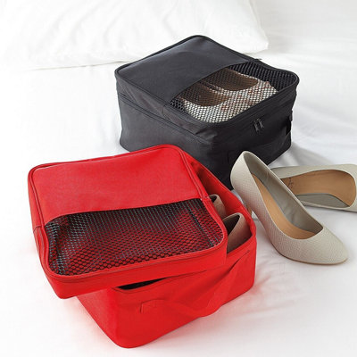 Black Shoe Packing Bag with Zipper, Mesh Window & Carry Handle ...