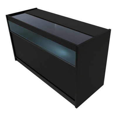 Black Shop Counter LED Light B 1500mm Lockable Sliding Doors 2 Keys ...