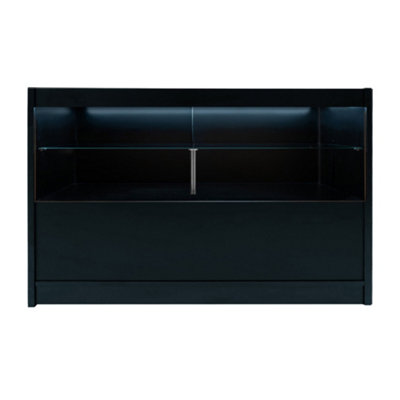 Black Shop Counter LED Light C 1500mm Lockable Sliding Doors 2 Keys ...