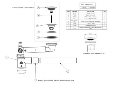 Black Sink Waste Kit Bathroom Basin Trap Space Saving Slimline Pop Up ...