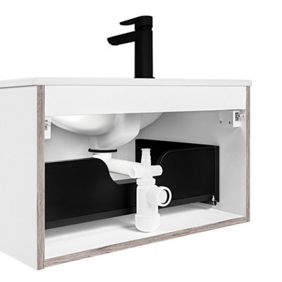 Black Sink Waste Kit Bathroom Basin Trap Space Saving Slimline Pop Up ...