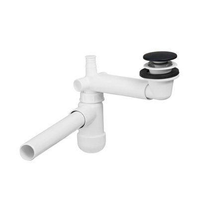 Black Sink Waste Kit Bathroom Basin Trap Space Saving Slimline Pop Up ...
