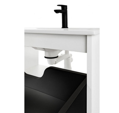 Black Sink Waste Kit Bathroom Basin Trap Space Saving Slimline Pop Up ...