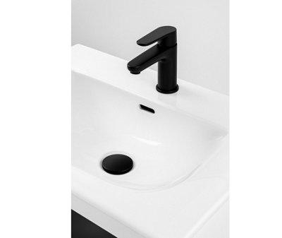 Black Sink Waste Kit Bathroom Basin Trap Space Saving Slimline Pop Up ...