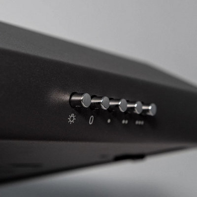 Black Slim Visor Cooker Hood Kitchen Extractor Fan 60 cm