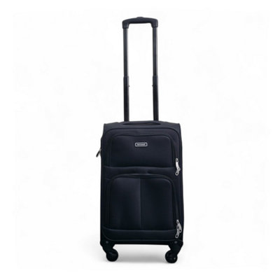Black Soft Shell Lightweight Cabin Suitcase 55 X 33 X 21 Cm Luggage ...