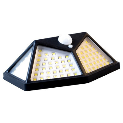 Black Solar Powered LED PIR Motion Sensor Security Lamp - 600 Lumen ...