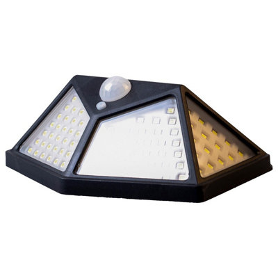 Black Solar Powered LED PIR Motion Sensor Security Lamp - 600 Lumen ...