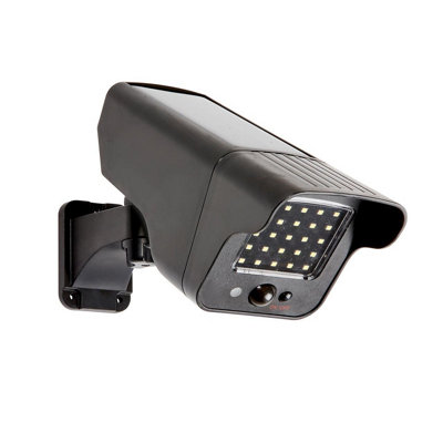 Black Solar Powered PIR Motion Sensor Floodlight & Decoy Camera - 280 ...
