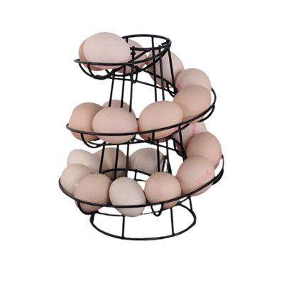 Black Spiral Egg Rack Stand Helter Skelter Style Holds 18 Eggs Kitchen ...