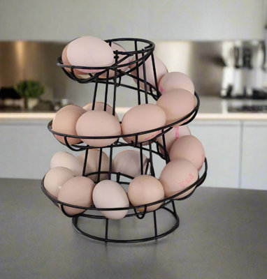 Black Spiral Egg Rack Stand Helter Skelter Style Holds 18 Eggs Kitchen ...