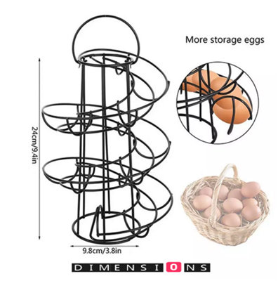 Black Spiral Egg Rack Stand Helter Skelter Style Holds 18 Eggs Kitchen ...