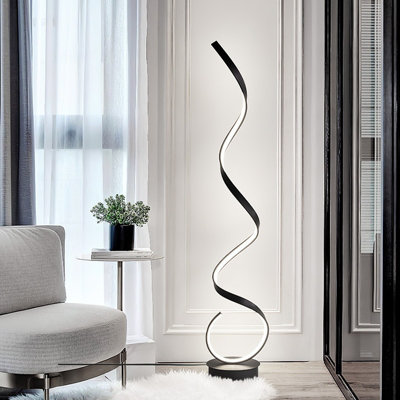 Black Spiral LED Floor Lamp - 131cm Modern Minimalist Light with Soft ...