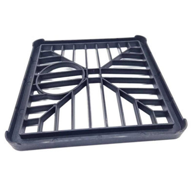 Black Square Gully Grid Drain Cover Grate Plastic Outdoor 6 inch 150x150mm