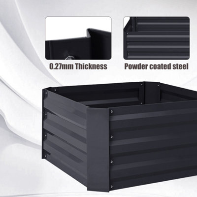 Black Square Metal Raised Bed Galvanized Raised Planter Box Garden ...