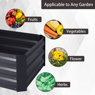 Black Square Metal Raised Bed Galvanized Raised Planter Box Garden ...