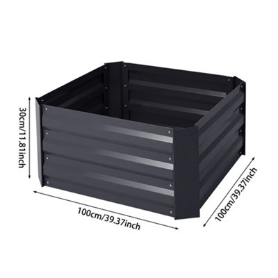 Black Square Metal Raised Bed Galvanized Raised Planter Box Garden ...