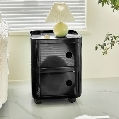 Black Square Multi Tiered Plastic Bedside Storage Drawers Unit Drawer ...