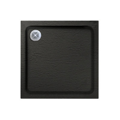 Black Square Slate Effect Shower Tray - 900 x 900mm - Balterley