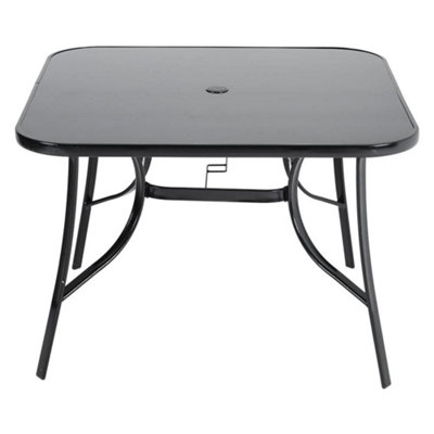 Square glass garden table store