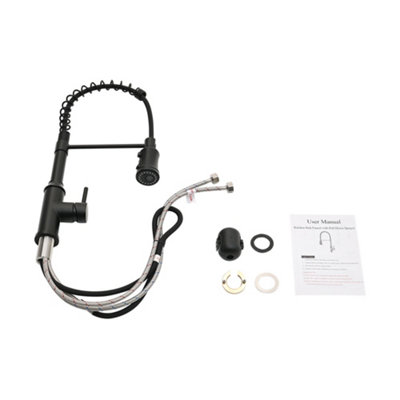 Black Stainless Steel Side Lever Kitchen Spring Neck Pull Out Kitchen ...