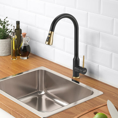 Black Stainless Steel Side Lever Kitchen Spring Neck Pull Out Kitchen ...